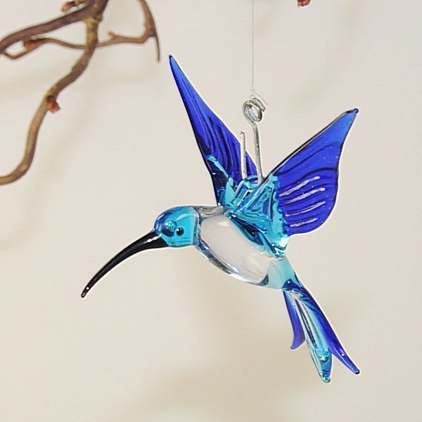 Kolibri Mini, kristall, hellblau, kobaltblau -NEU- - Glas & Geschenke
